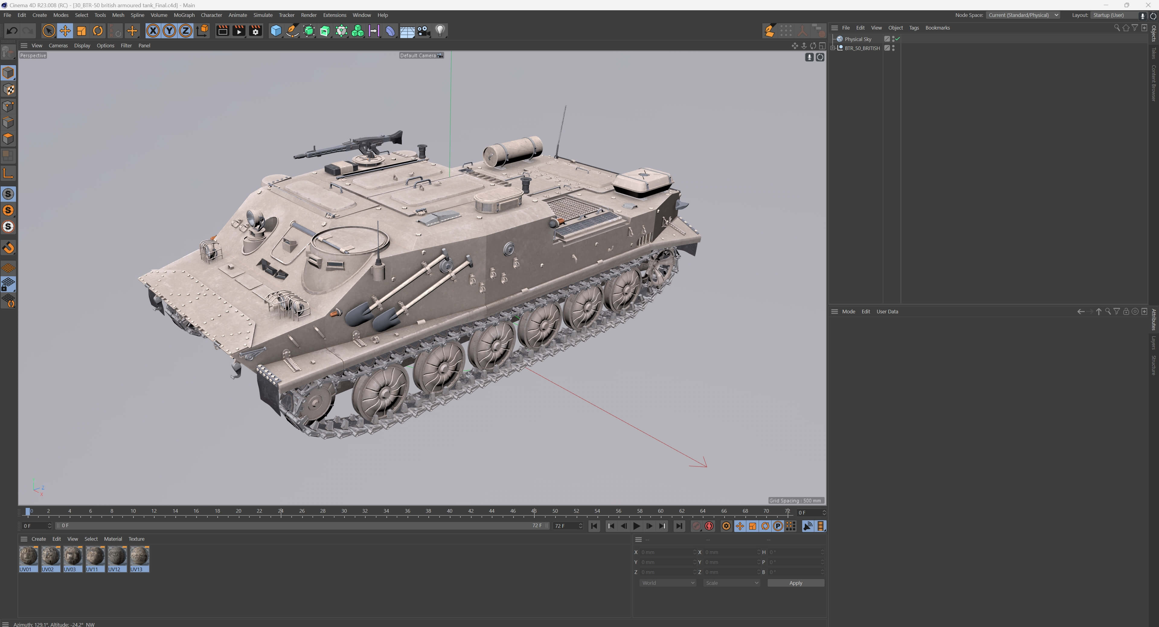 BTR 50 Amphibious Armored Tank - 3D Model by 3dstudio