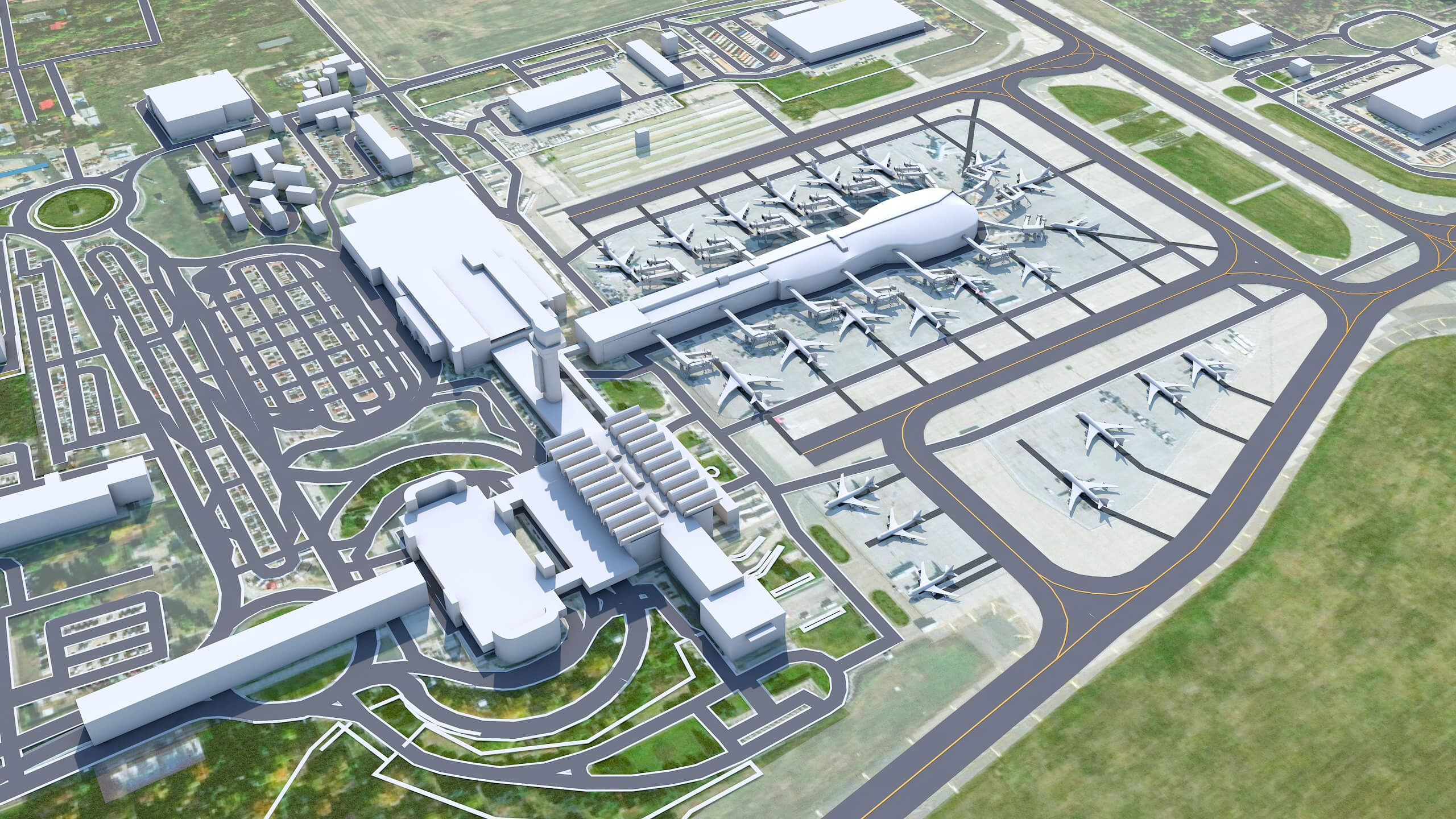 Bucharest Henri Coanda Airport - 3D Model by 3dstudio