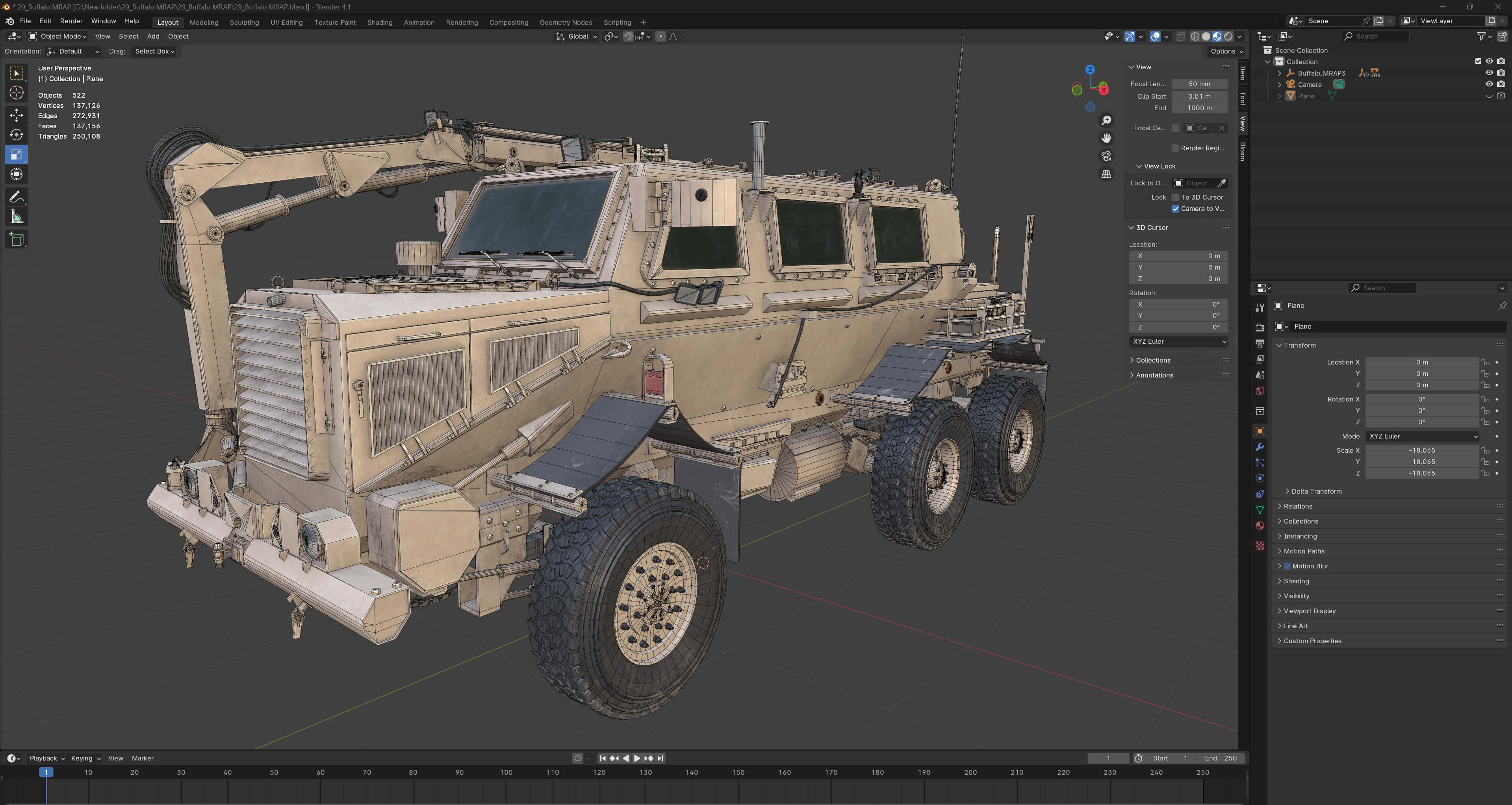 Buffalo MRAP Vehicle - 3D Model by 3dstudio
