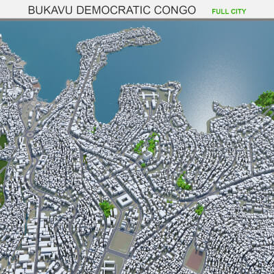Bukavu City Democratic Congo 3D Model 15km by 3dstudio