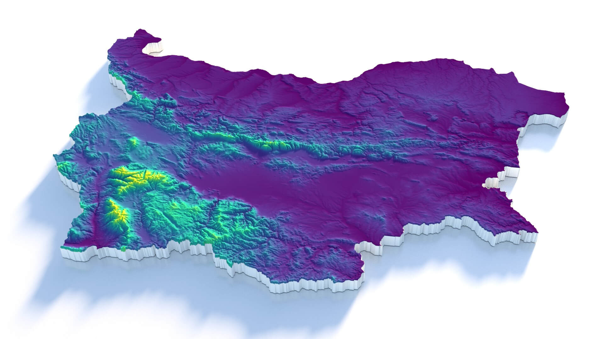 Bulgaria Terrain Map - 3D Model by 3dstudio