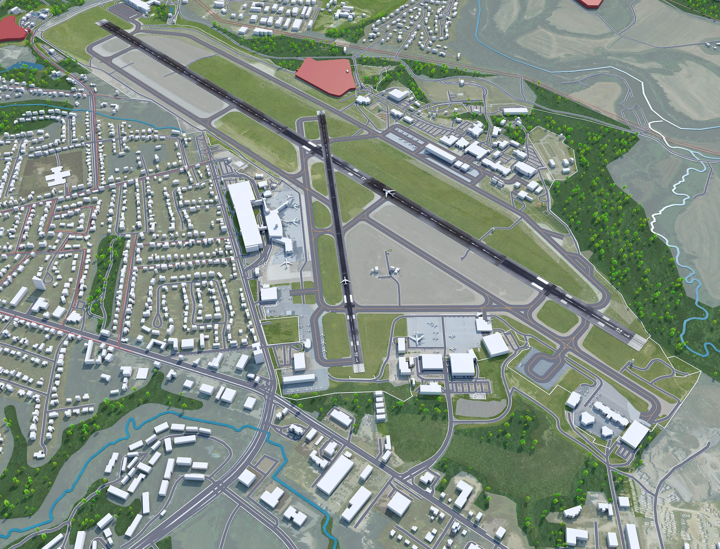 Burlington Airport 3D Model 10km by 3dstudio