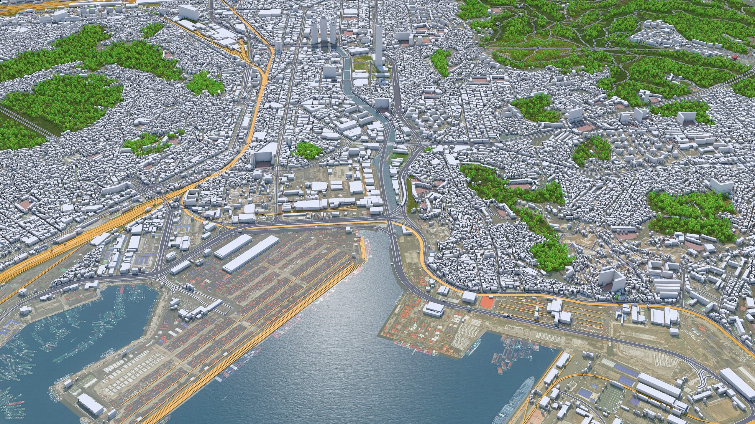 Busan Downtown City South Korea 8km - 3D Model by 3dstudio