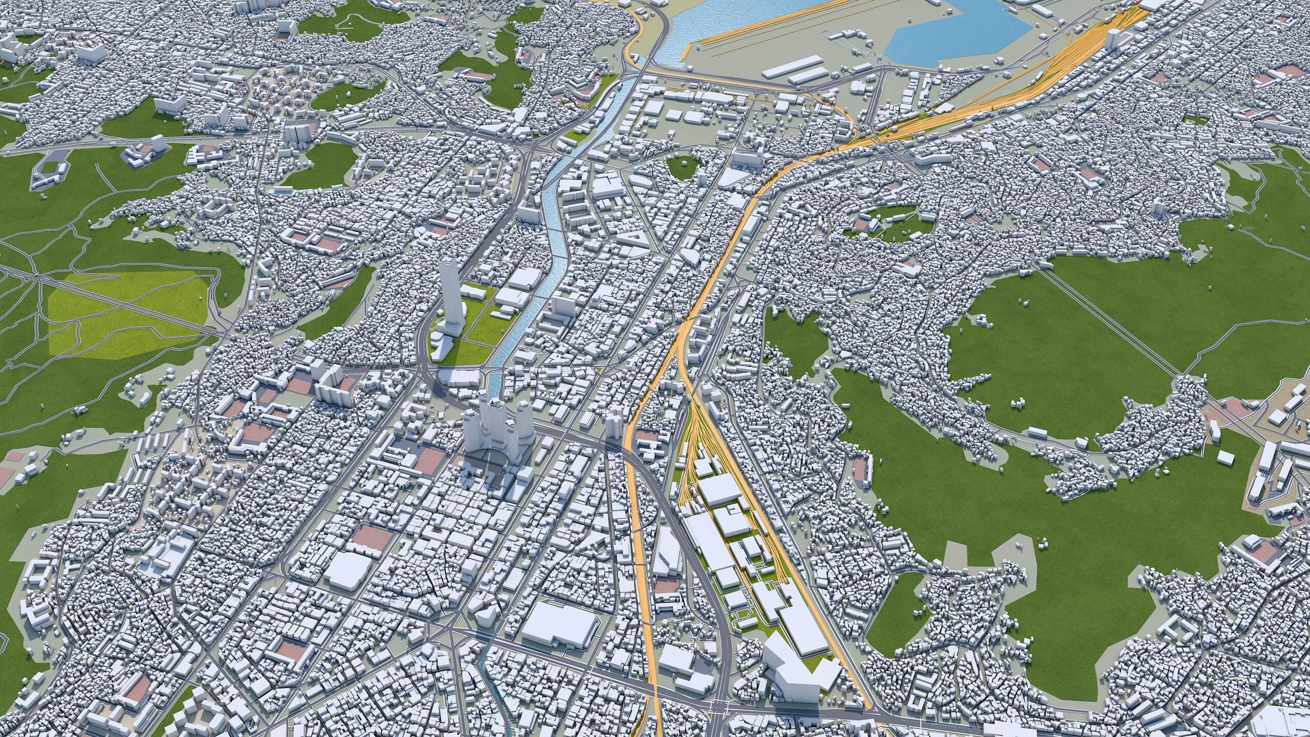 Busan Downtown City South Korea 8km - 3D Model by 3dstudio