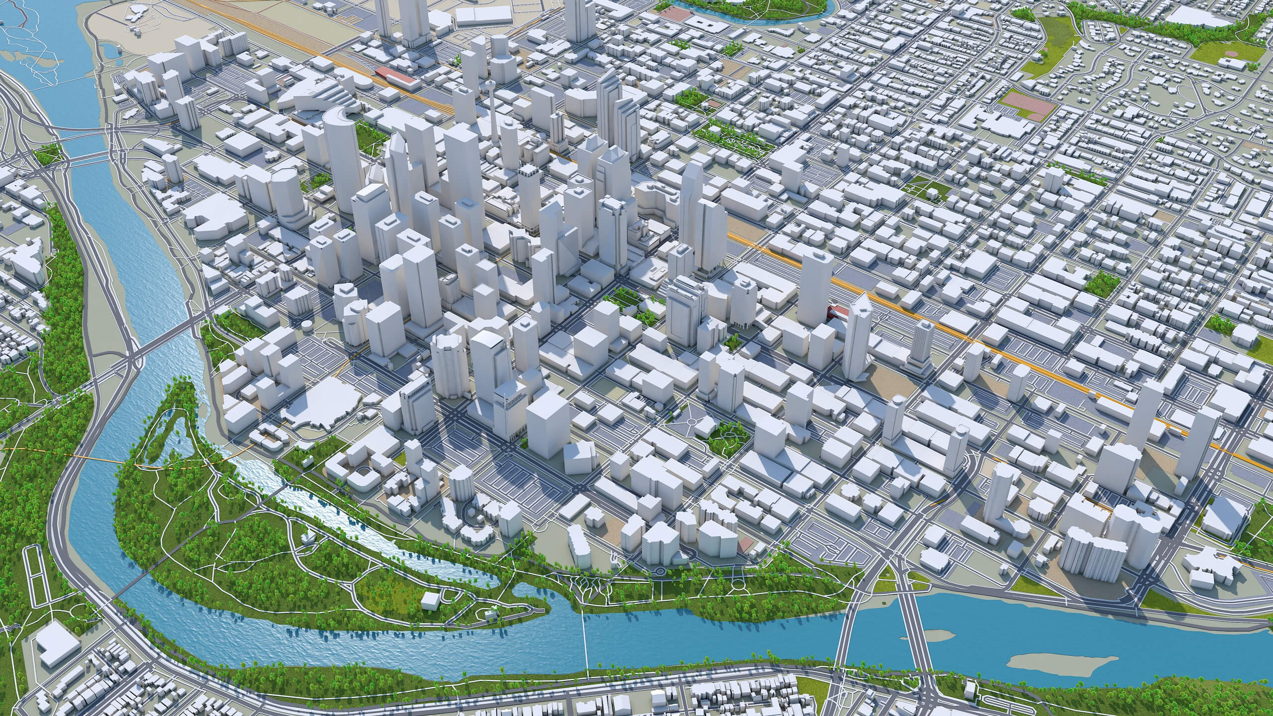 Calgary Downtown Canada 8km - 3D Model by 3dstudio