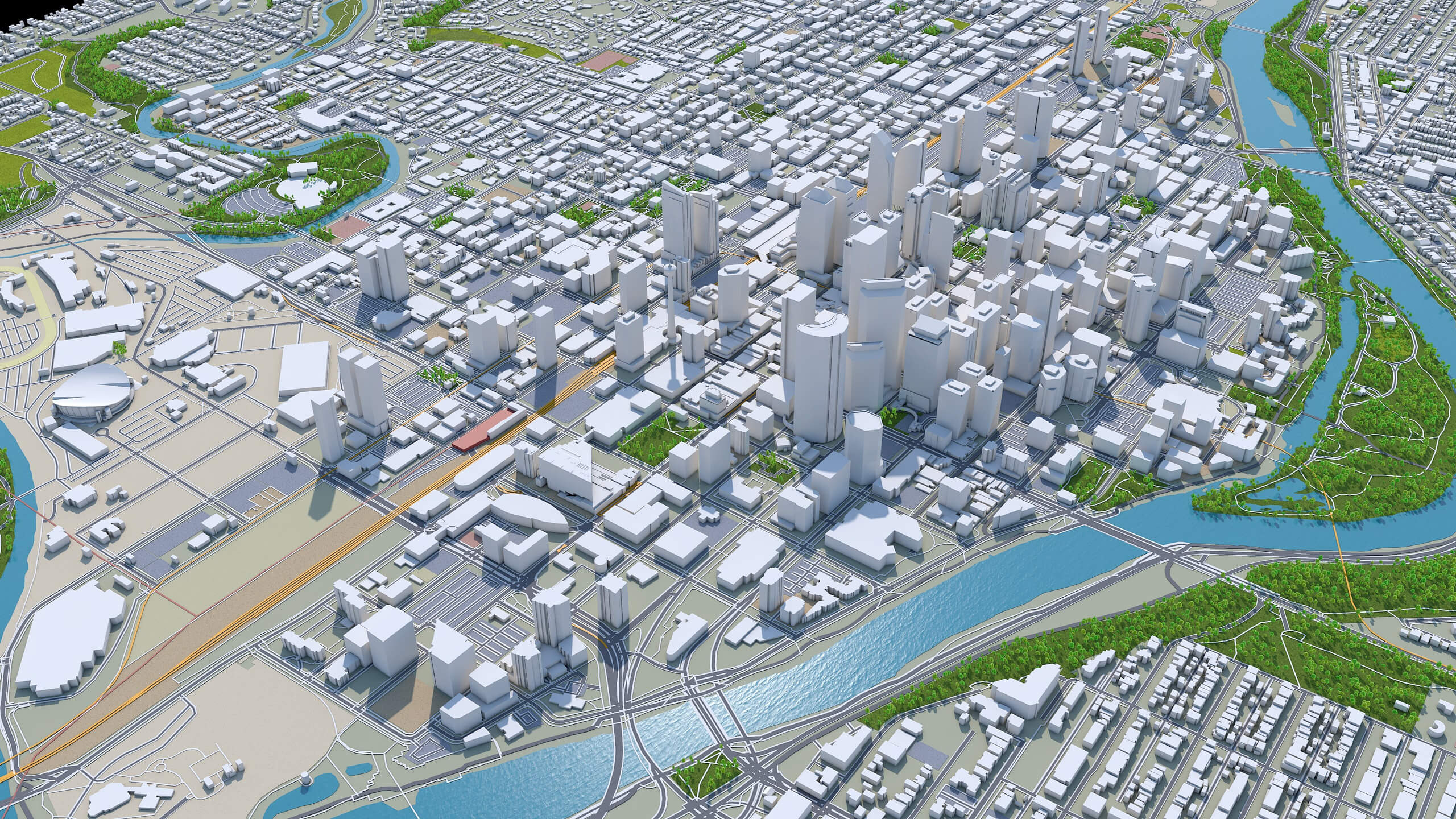Calgary Downtown Canada 8km - 3D Model by 3dstudio