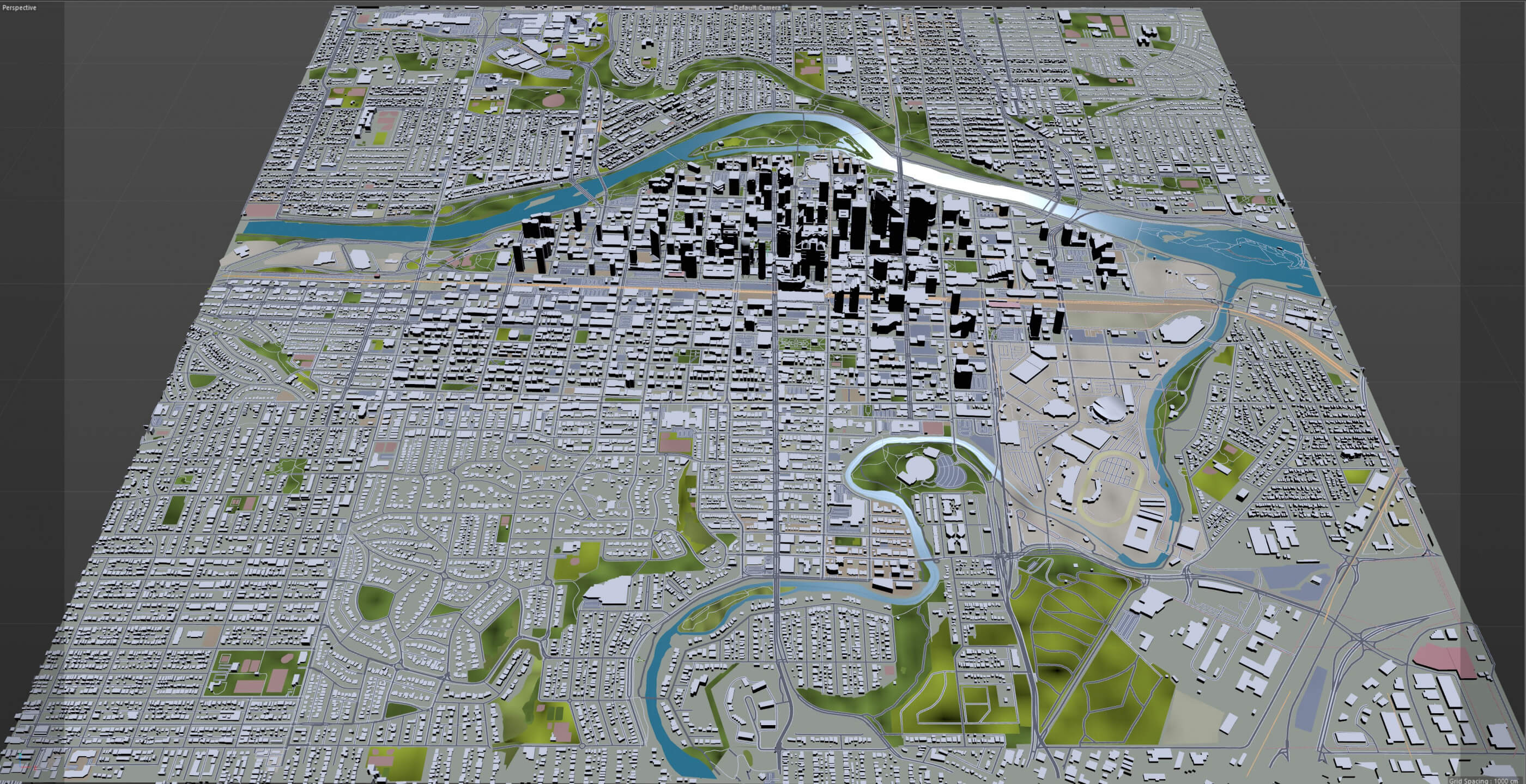 Calgary Downtown Canada 8km - 3D Model by 3dstudio