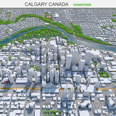 Calgary Downtown Canada 8km - 3D Model by 3dstudio