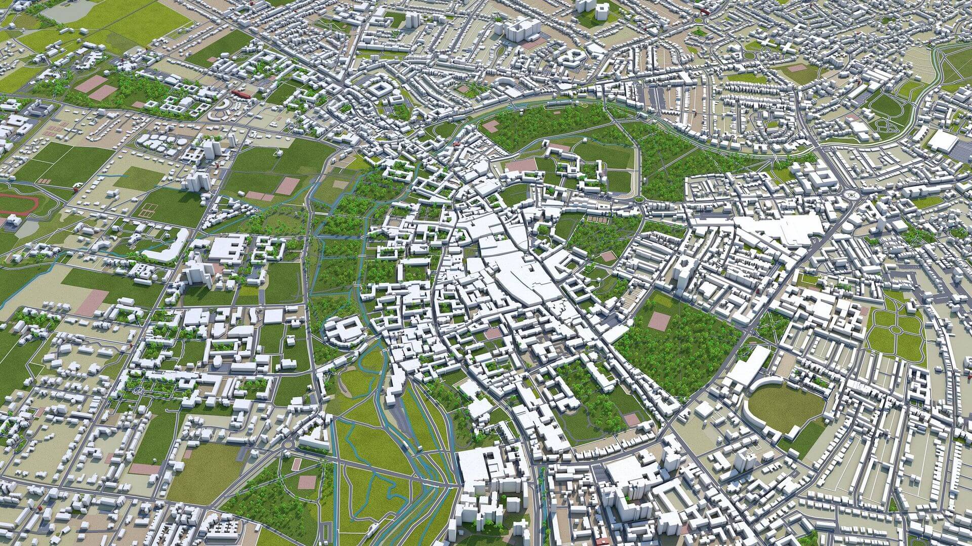 Cambridge UK 20km - 3D Model by 3dstudio