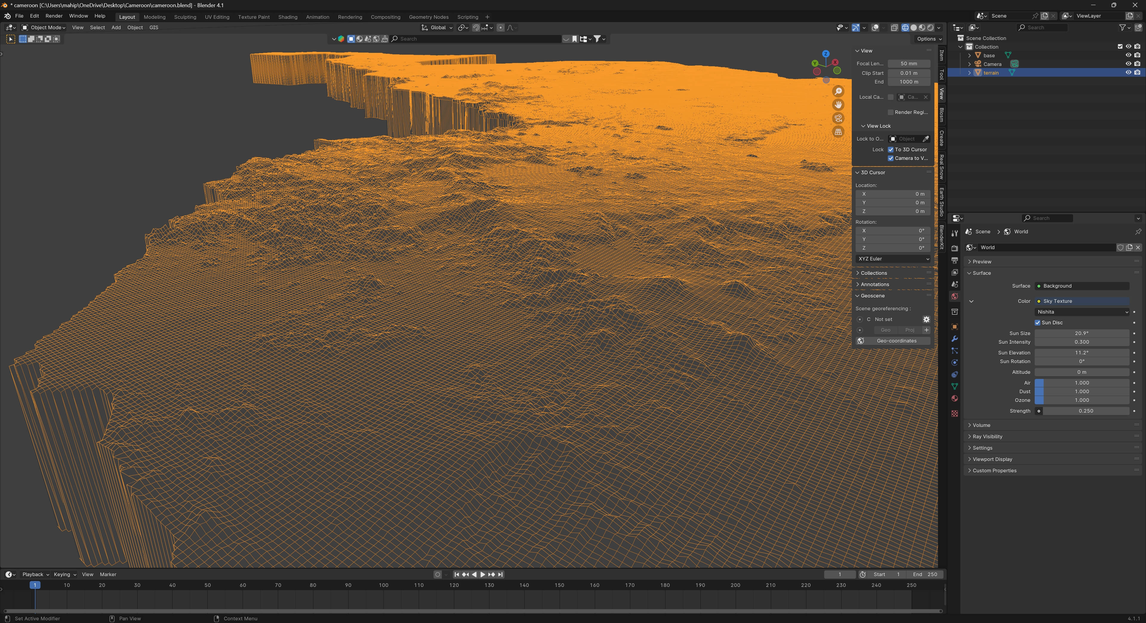Cameroon Terrain Map - 3D Model by 3dstudio