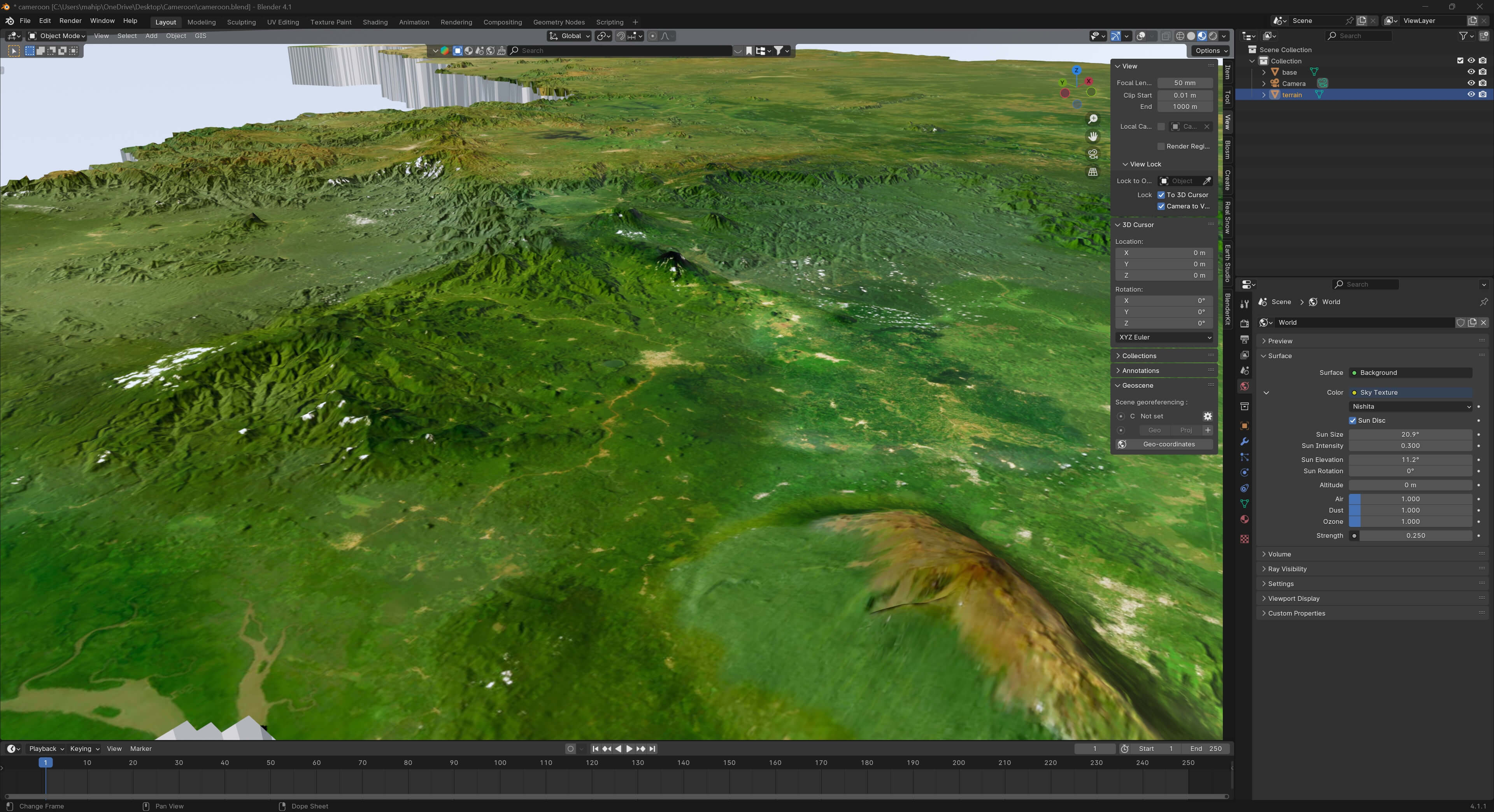 Cameroon Terrain Map - 3D Model by 3dstudio