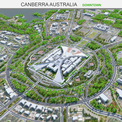 Canberra Downtown City Australia 10km - 3D Model by 3dstudio