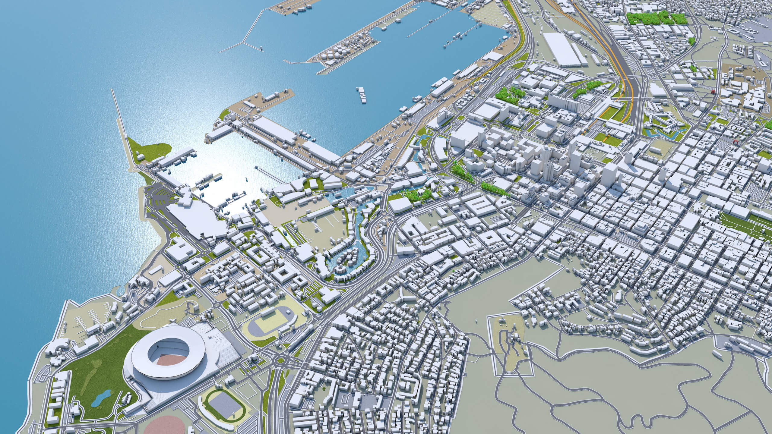 Cape Town Downtown City South Africa 8km - 3D Model by 3dstudio