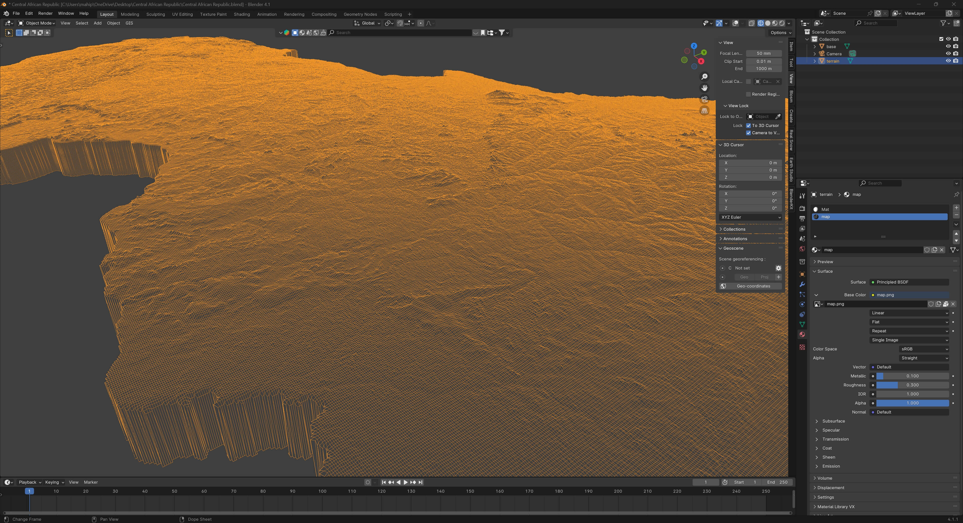 Central African Republic Terrain Map - 3D Model by 3dstudio