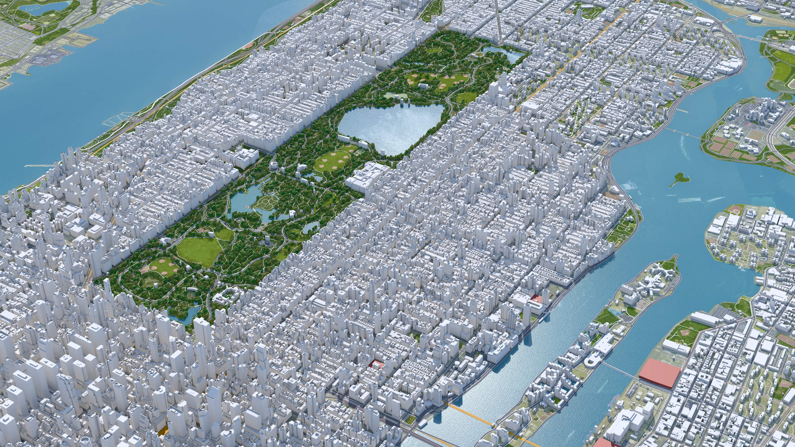 Central Park, Manhattan, New York 7km - 3D Model by 3dstudio