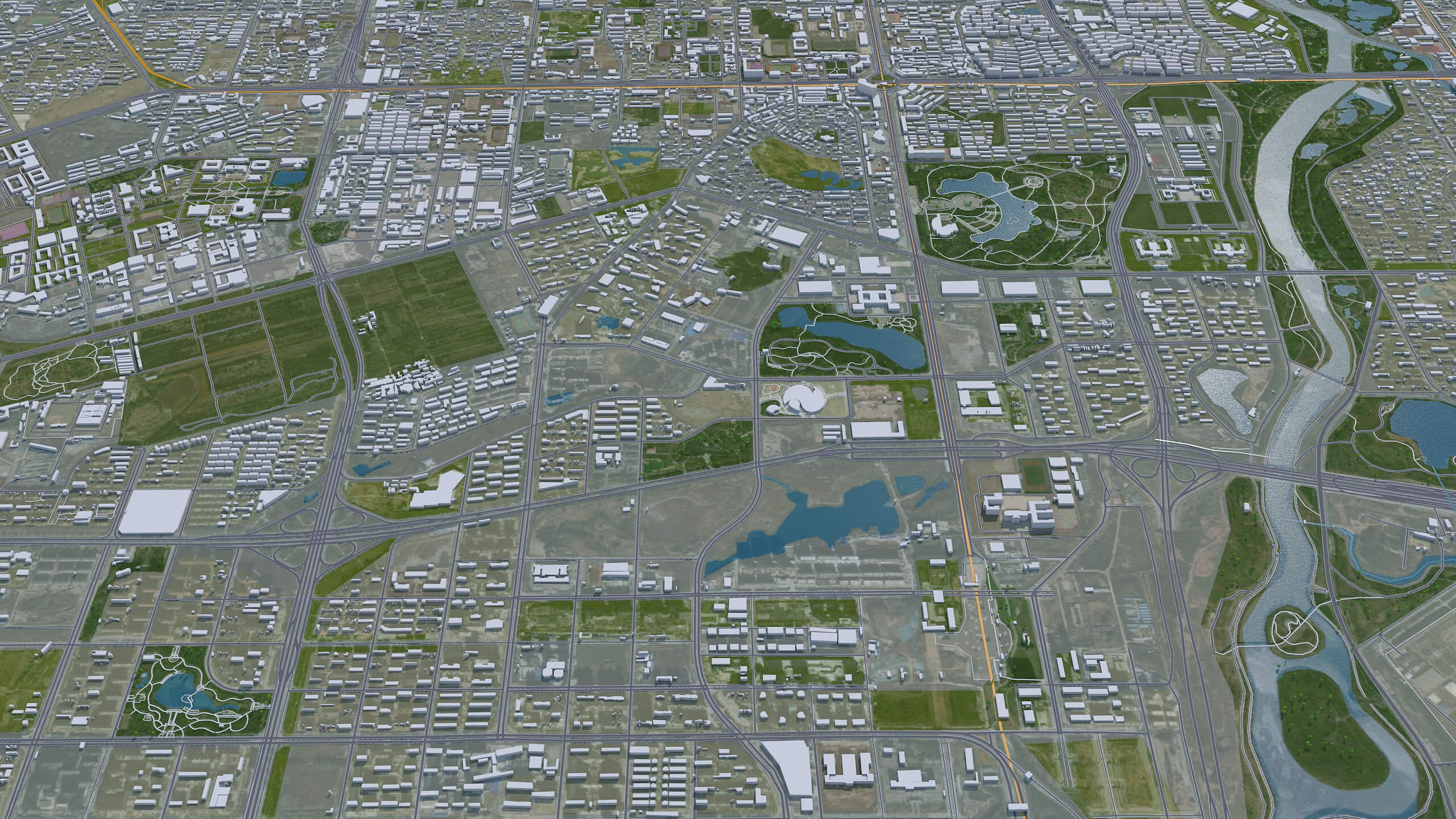 Changchun City Jilin China 3D Model 75km by 3dstudio