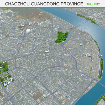 Chaozhou City Guangdong Province China 3D Model 40km by 3dstudio