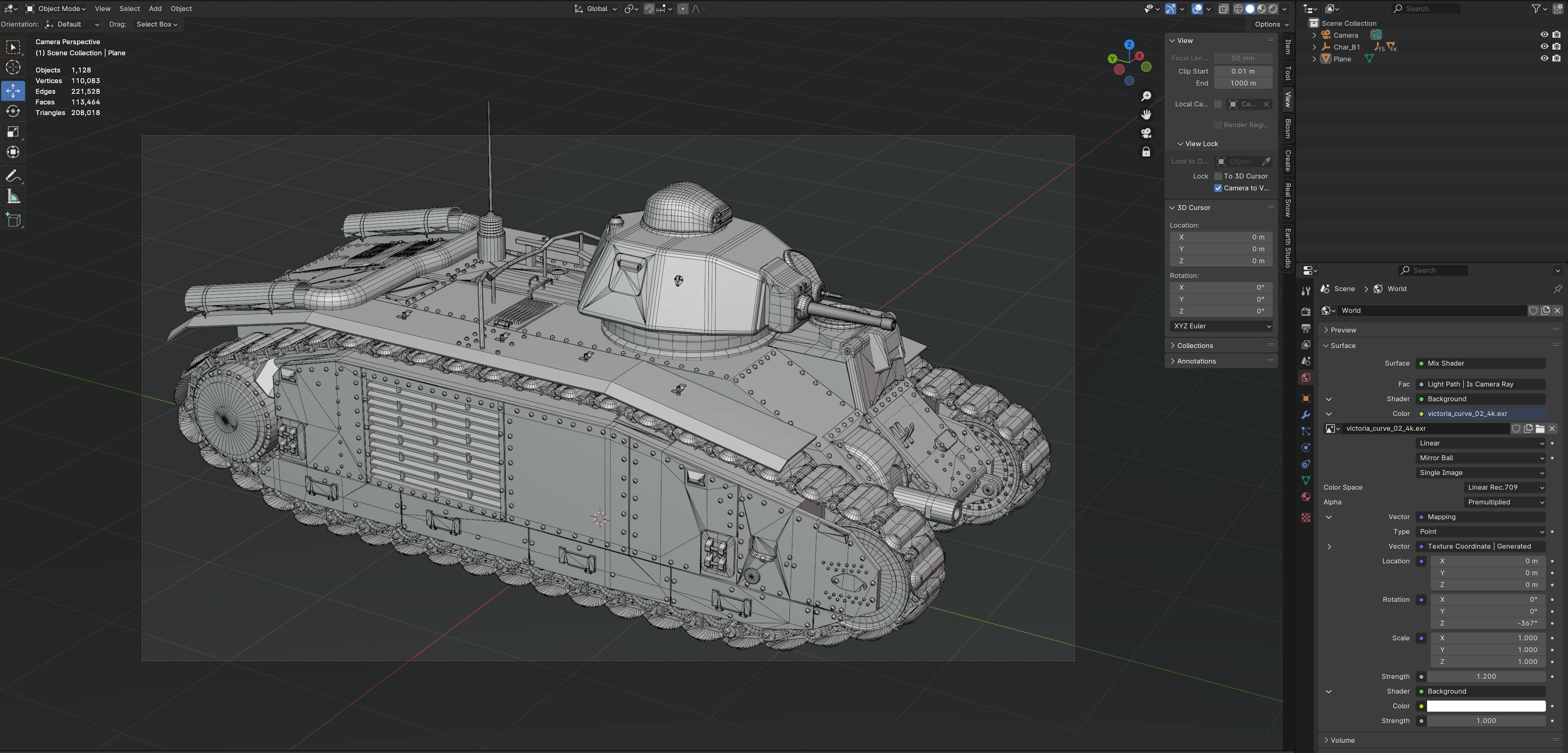 Char B1 French Heavy Tank - 3D Model by 3dstudio