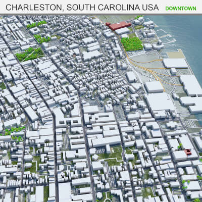 Charleston Downtown City South Carolina 8km - 3D Model by 3dstudio