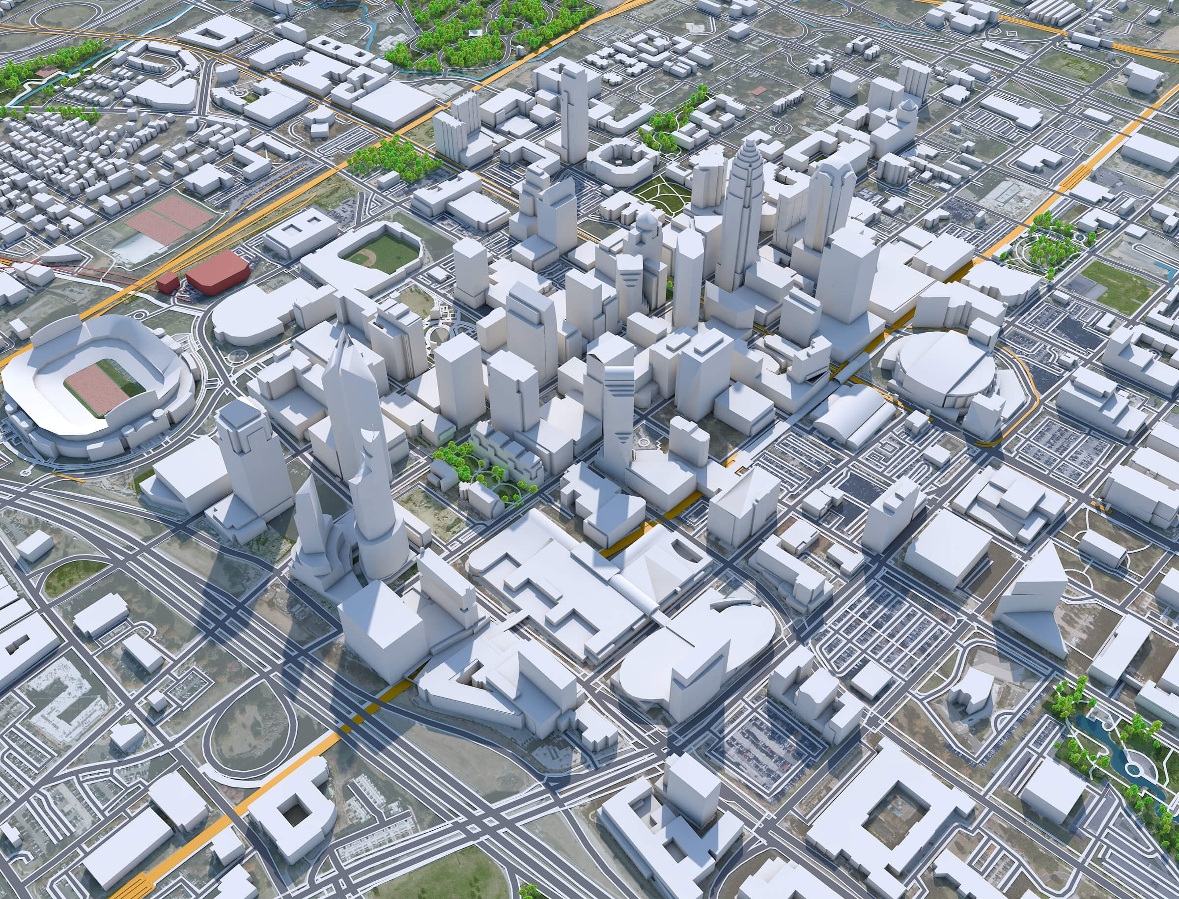 Charlotte Downtown City North Carolina 5km - 3D Model by 3dstudio