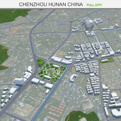 Jiangyin City Wuxi Jiangsu China 3D Model 45km by 3dstudio