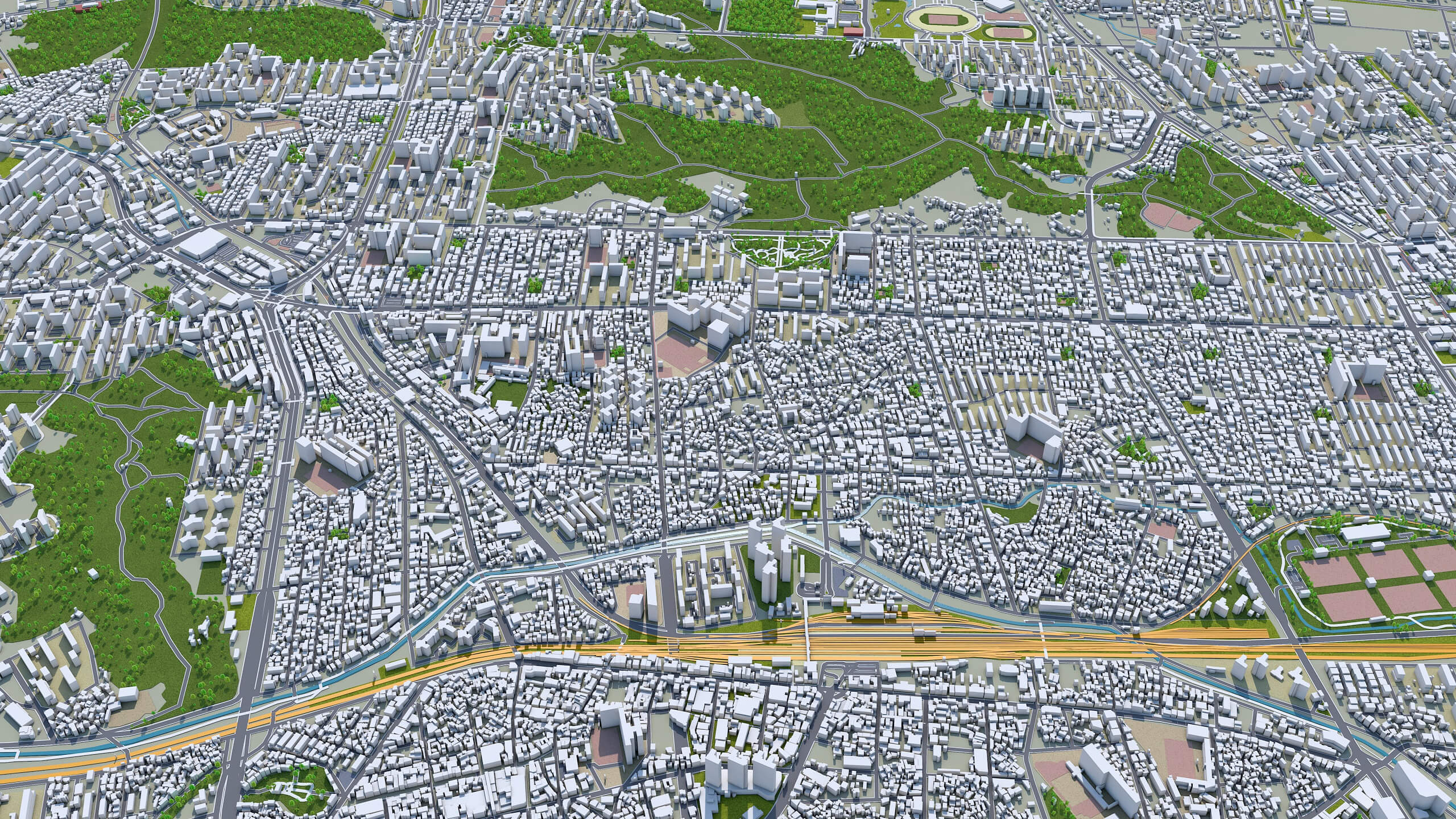 Cheonan Downtown South Korea 8km - 3D Model by 3dstudio