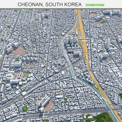 Cheonan Downtown South Korea 8km - 3D Model by 3dstudio