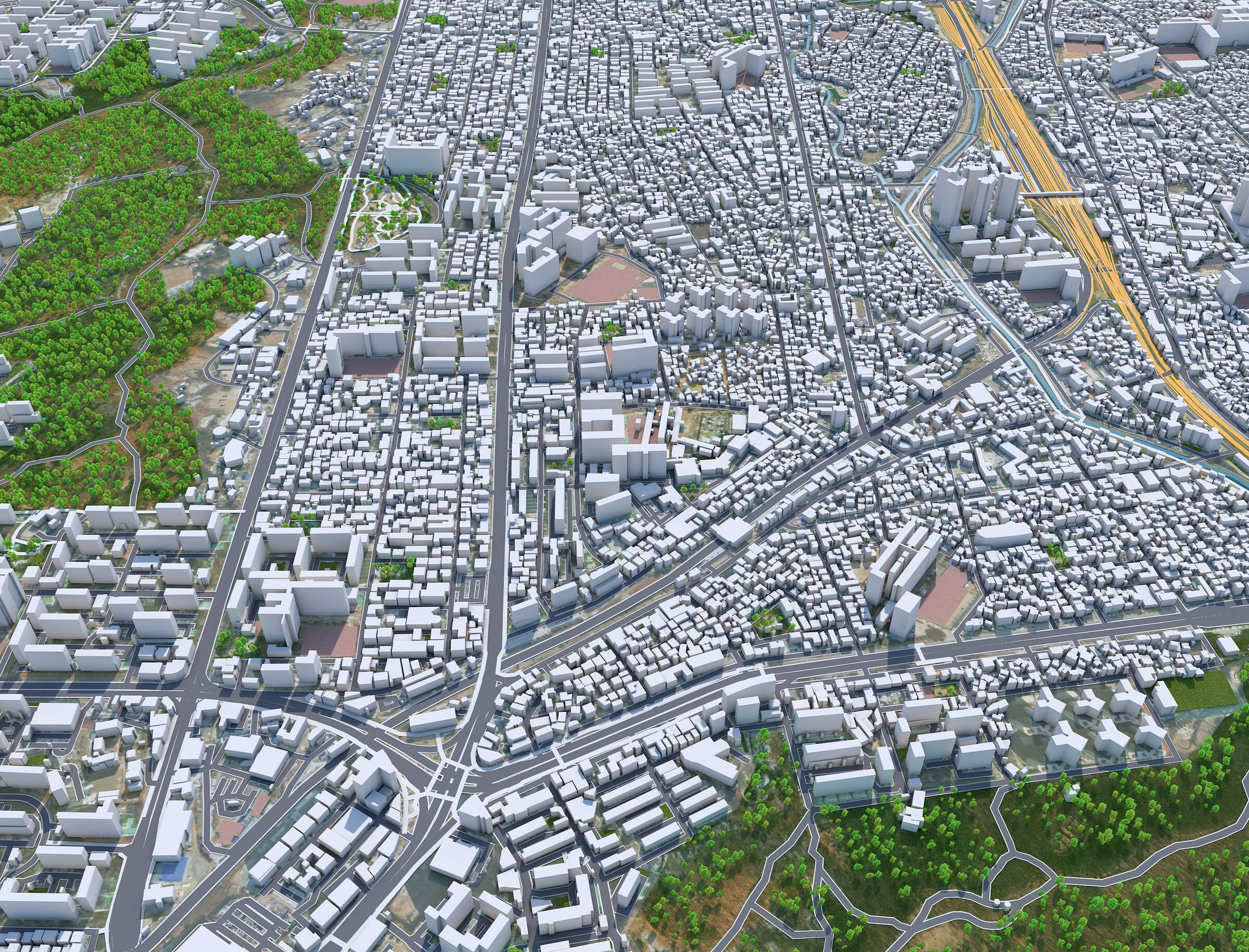 Cheonan, South Korea 50km - 3D Model by 3dstudio