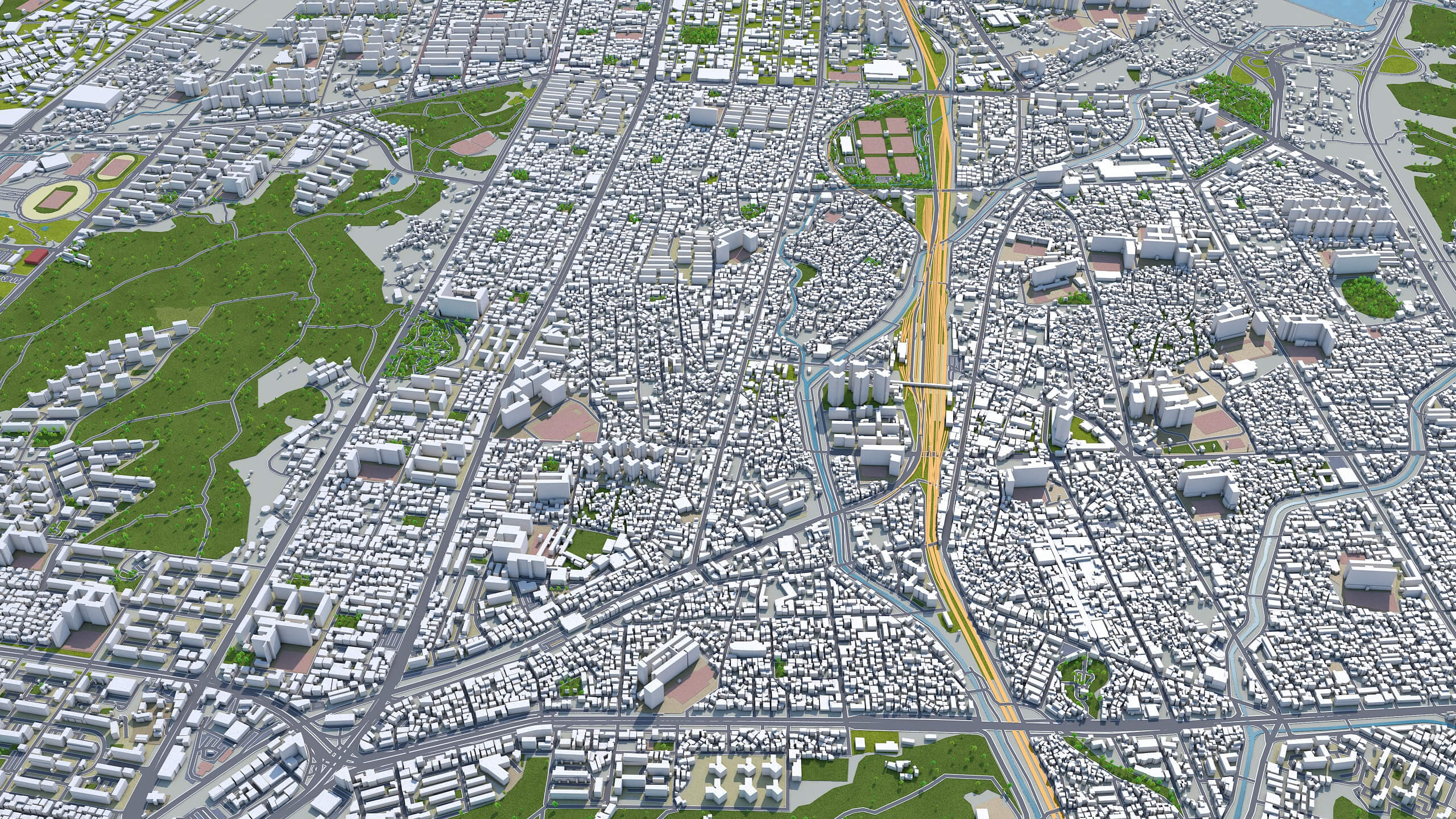 Cheonan, South Korea 50km - 3D Model by 3dstudio