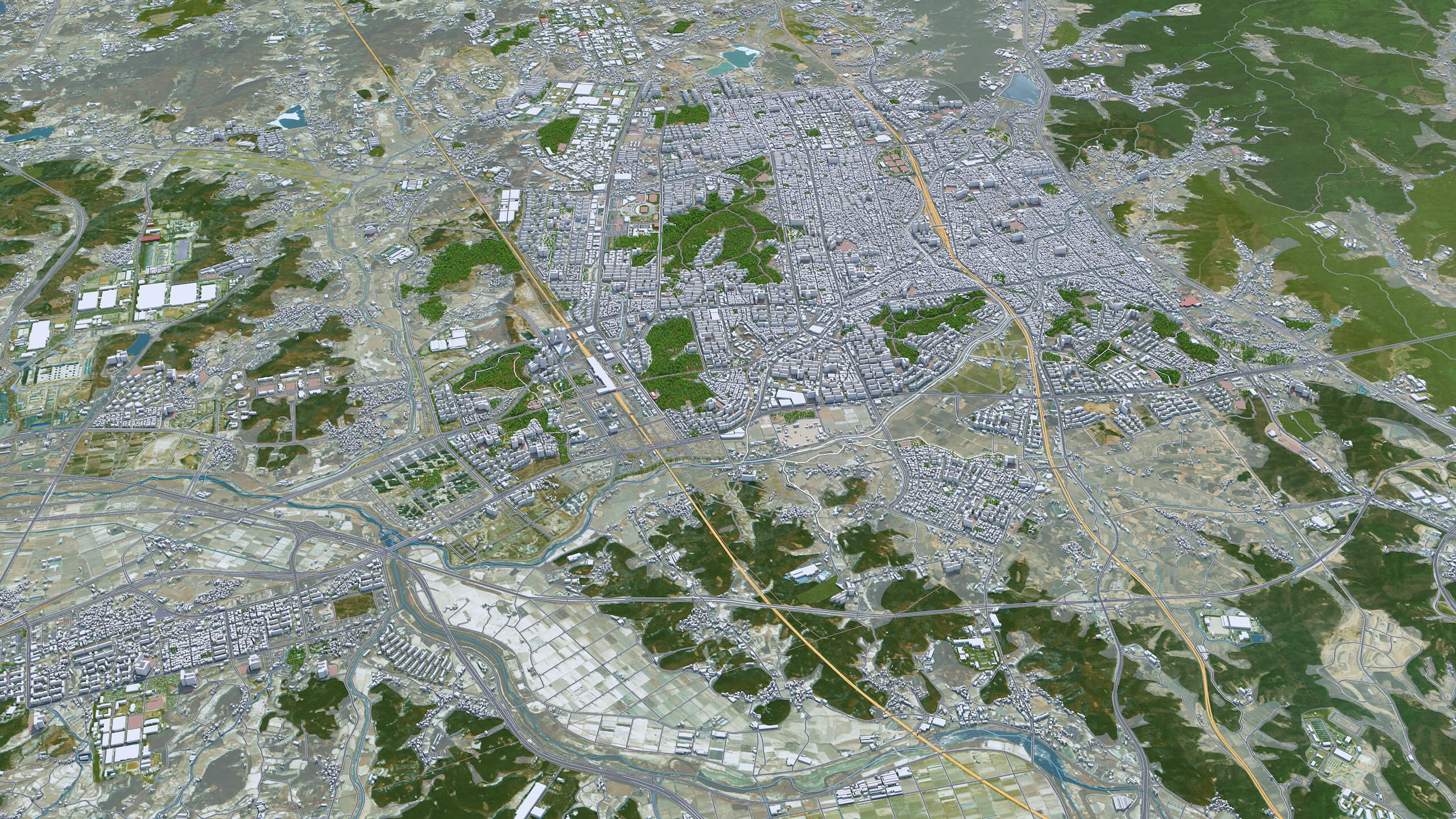 Cheonan, South Korea 50km - 3D Model by 3dstudio