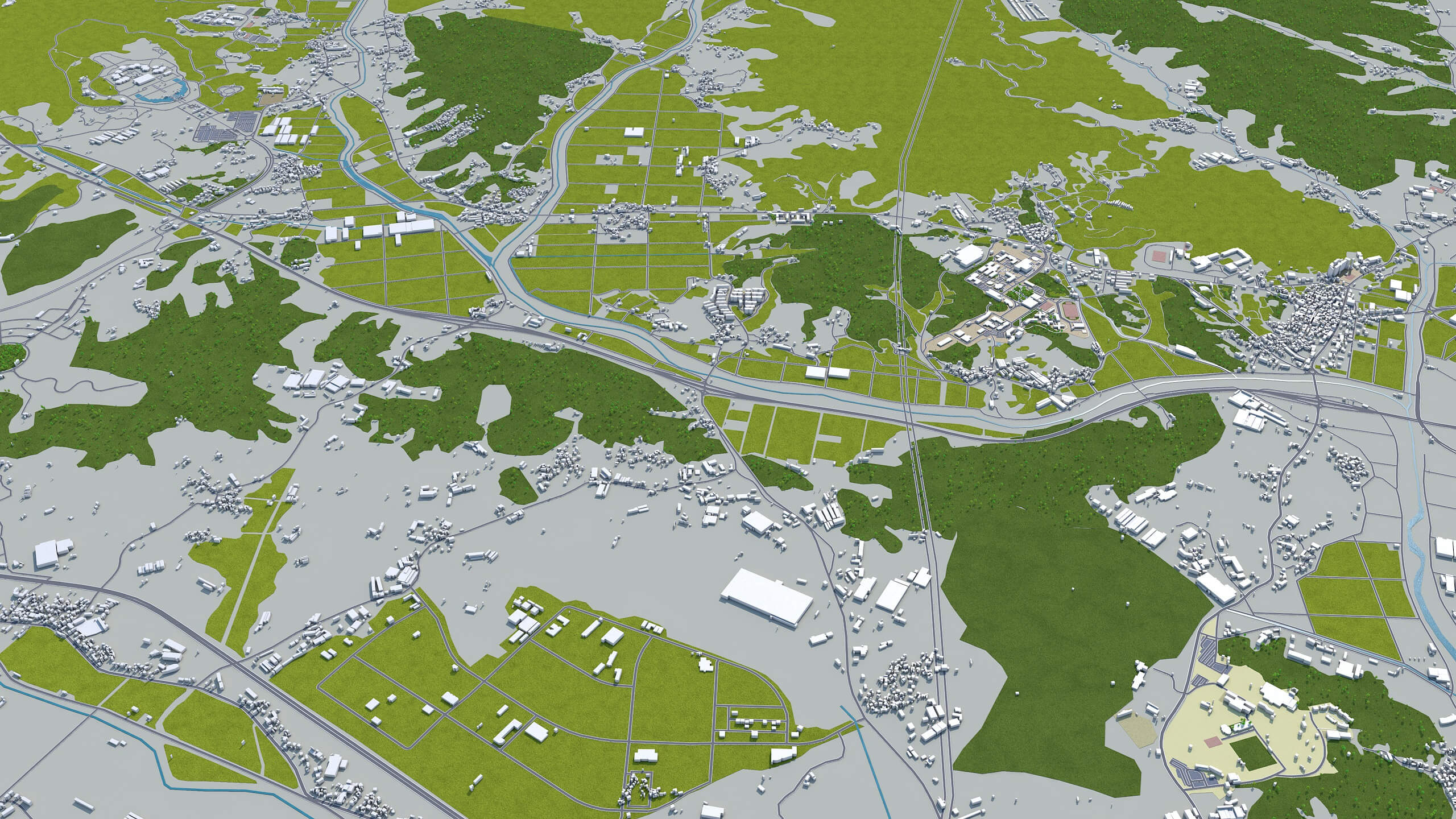 Cheonan, South Korea 50km - 3D Model by 3dstudio