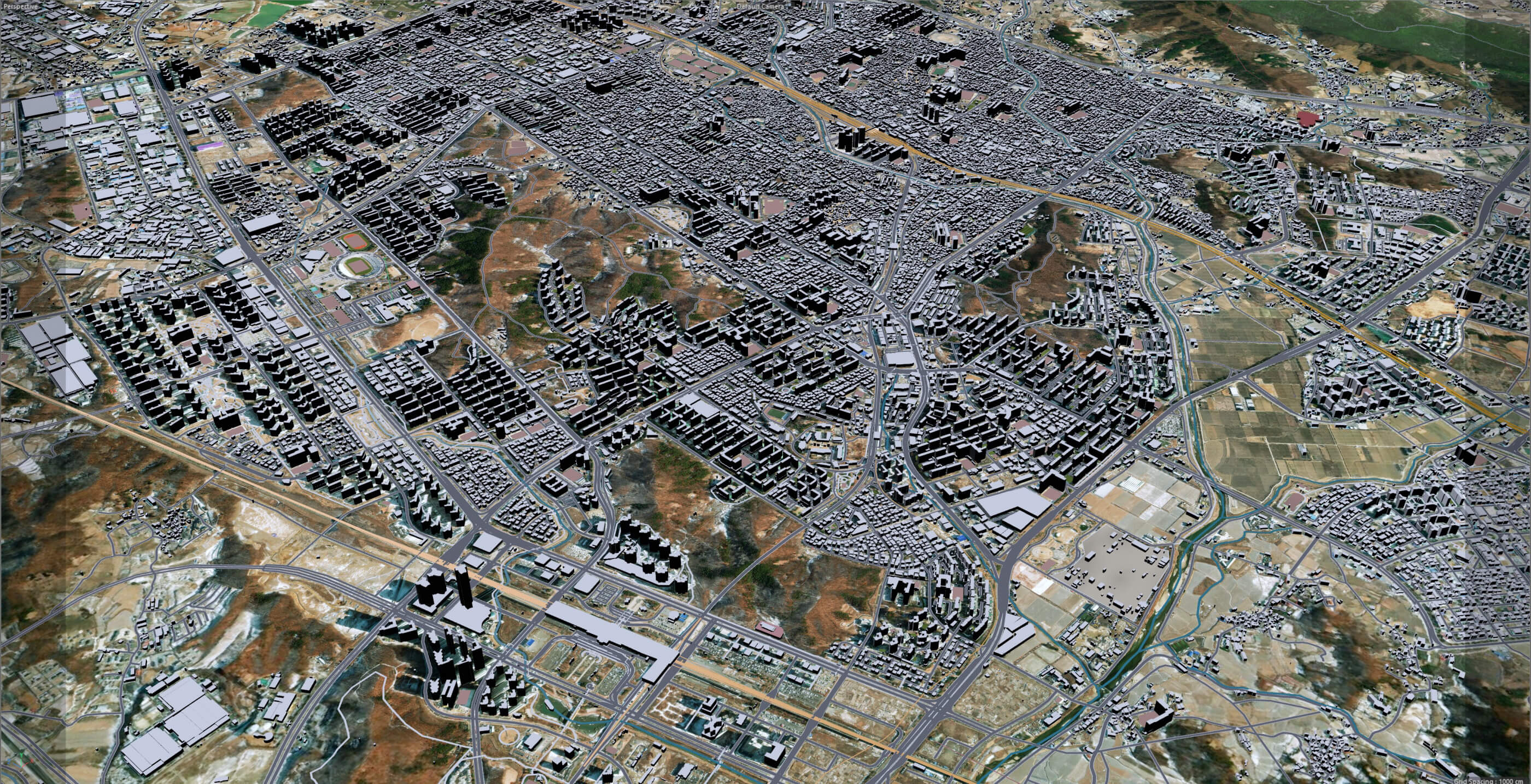 Cheonan, South Korea 50km - 3D Model by 3dstudio