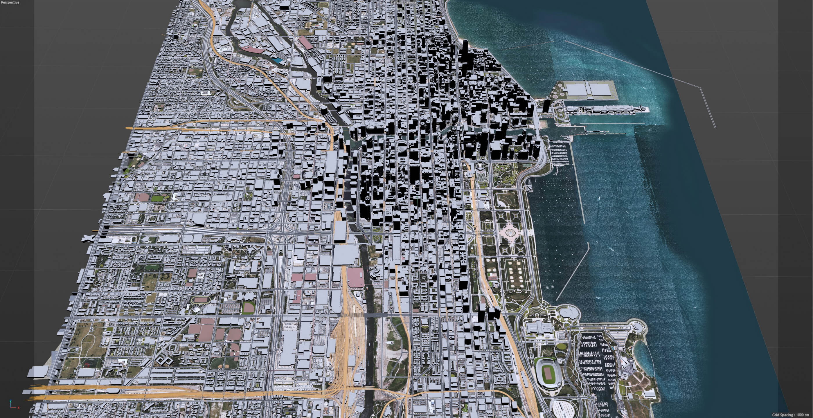 Chicago Downtown Illinois USA 8km - 3D Model by 3dstudio