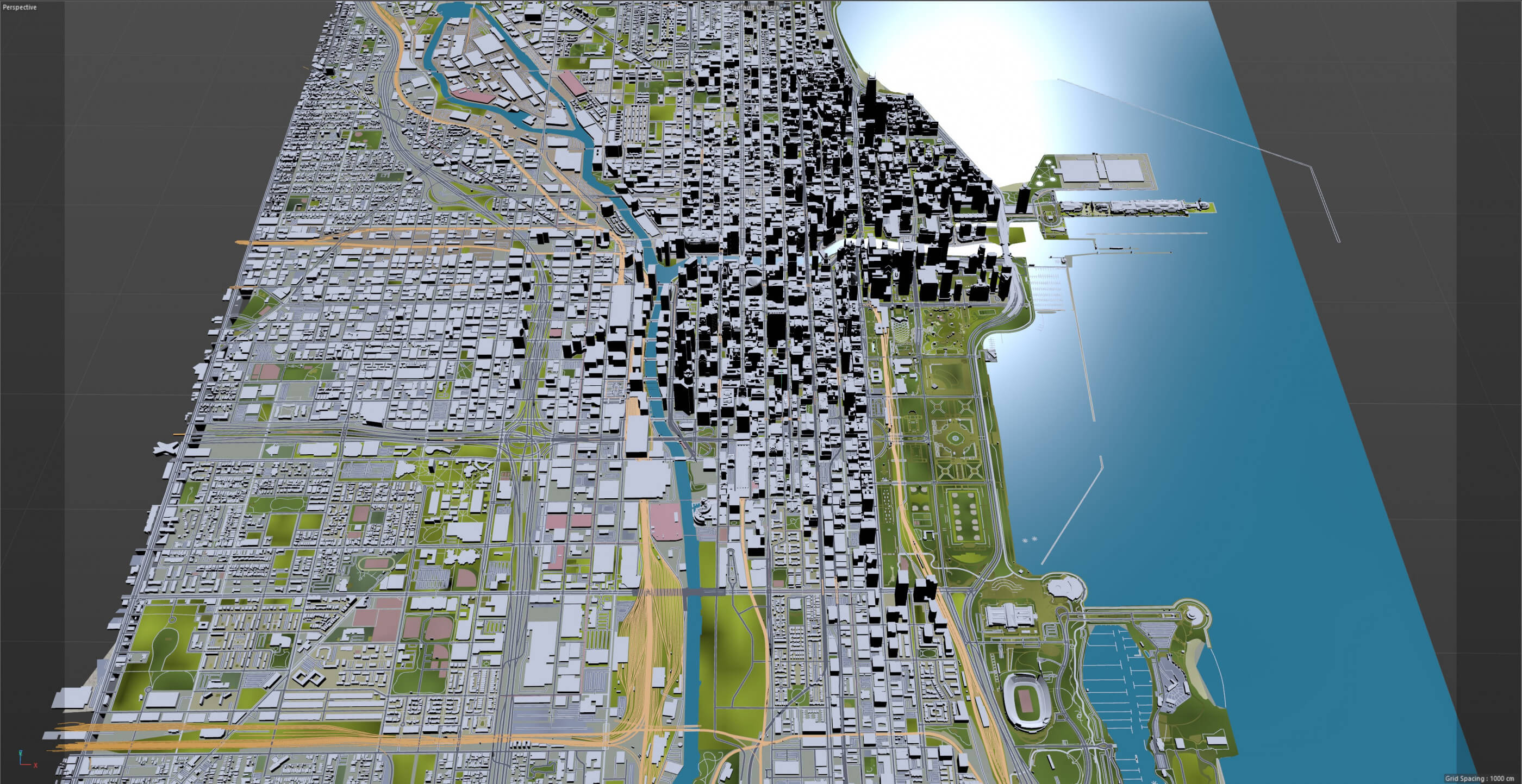 Chicago Downtown Illinois USA 8km - 3D Model by 3dstudio