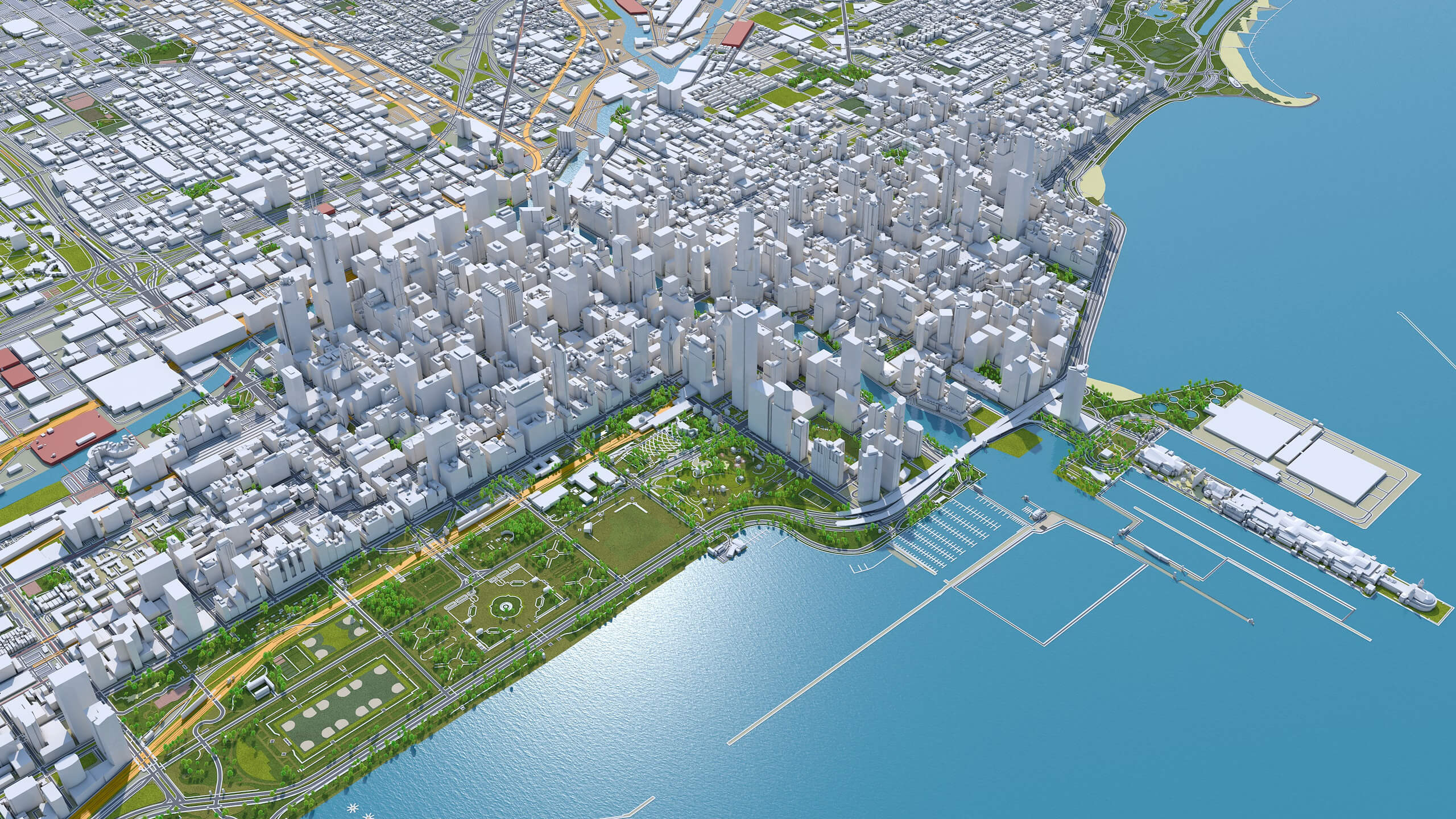 Chicago, Illinois USA 70km - 3D Model by 3dstudio