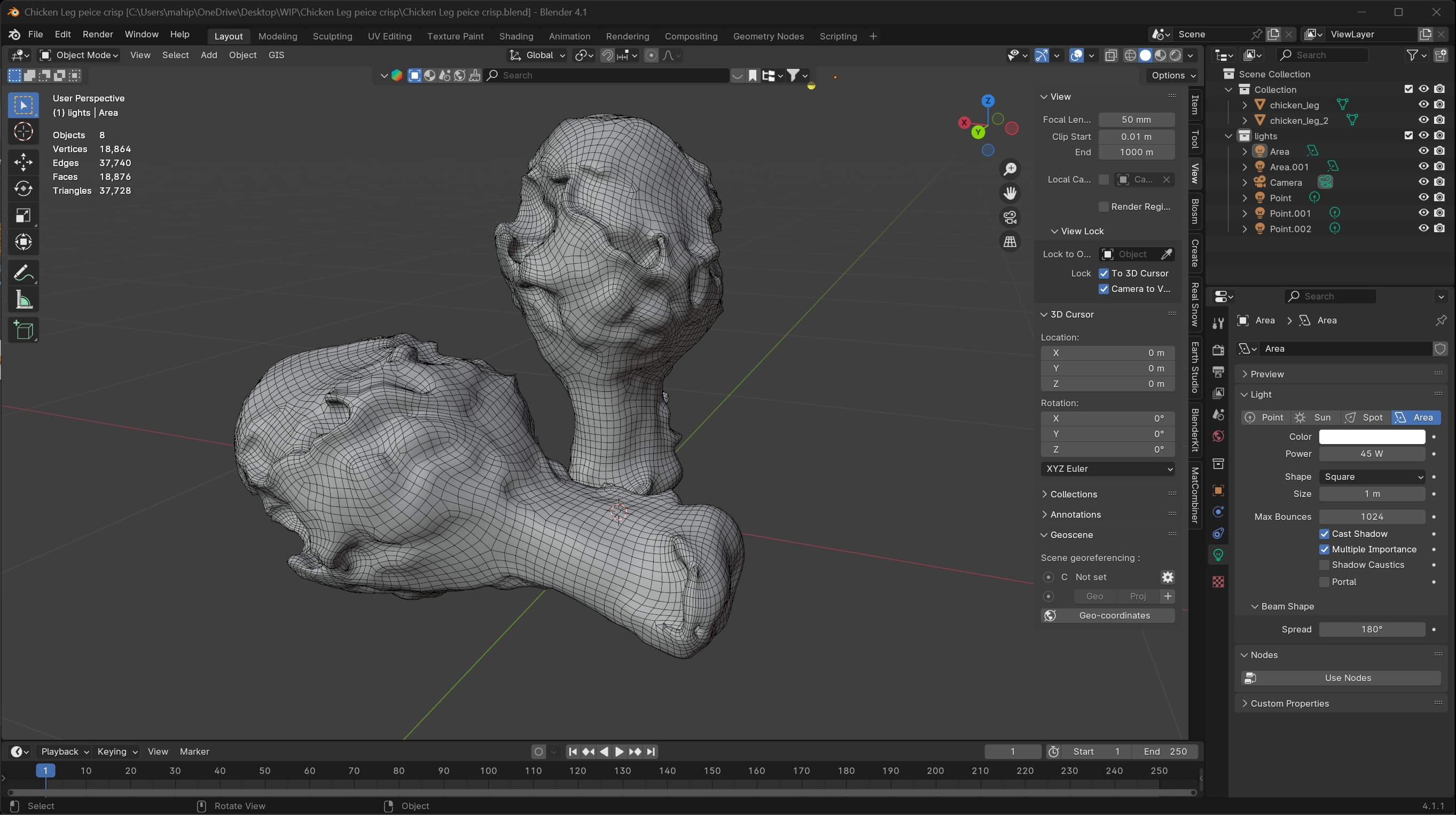 Chicken Leg Piece Crisp - 3D Model by 3dstudio