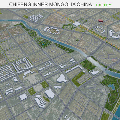 Chifeng Inner Mongolia City China 3D Model 35km by 3dstudio