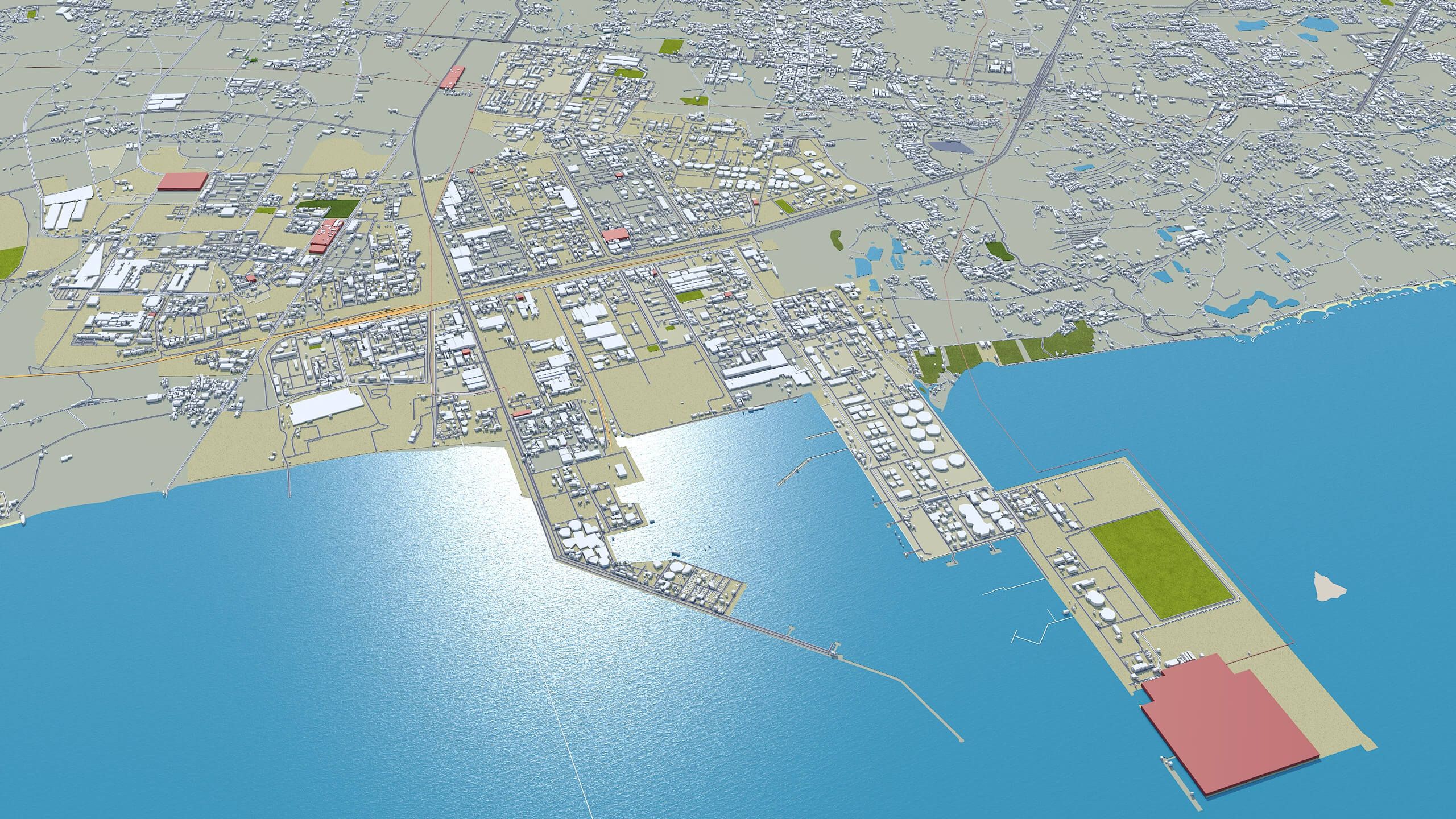 Chon Buri City Thailand 3D Model 120km by 3dstudio