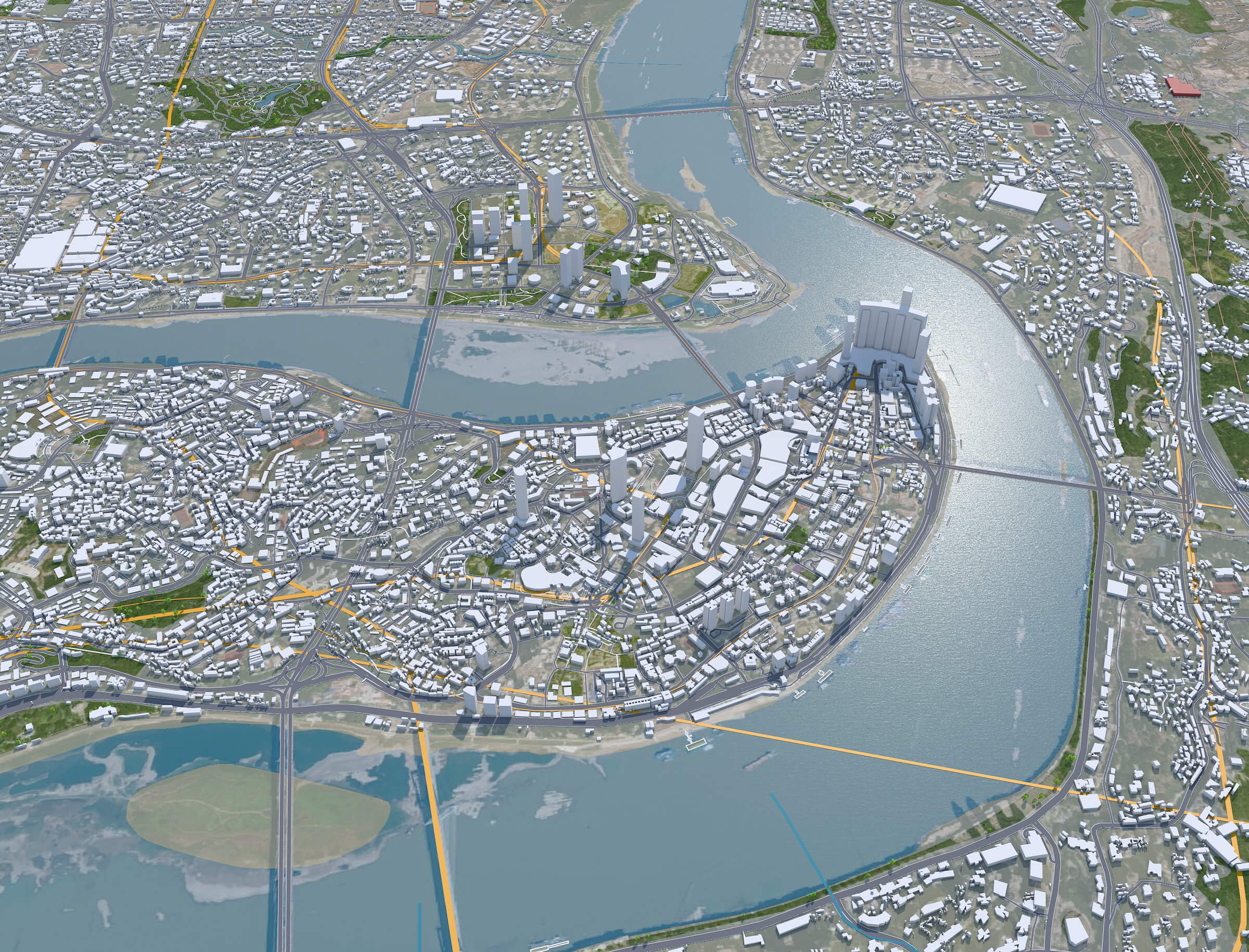 Chongqing City China 3D Model 50km by 3dstudio