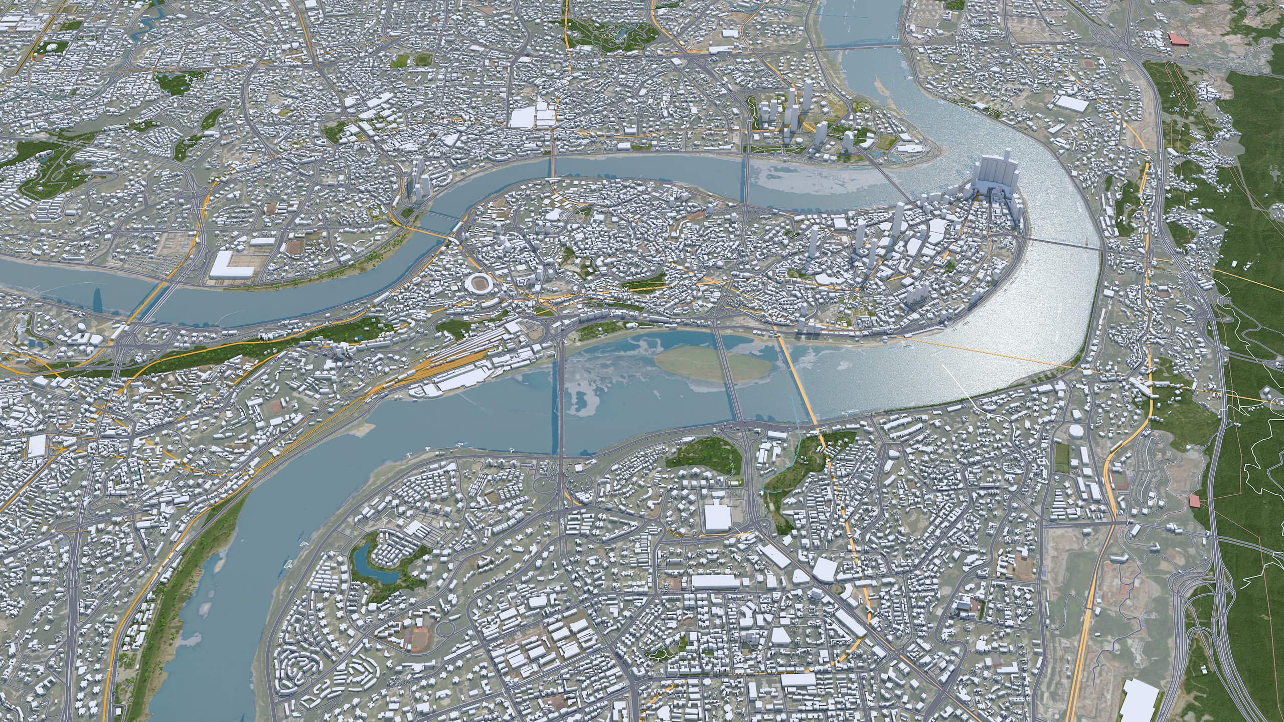 Chongqing City China 3D Model 50km by 3dstudio