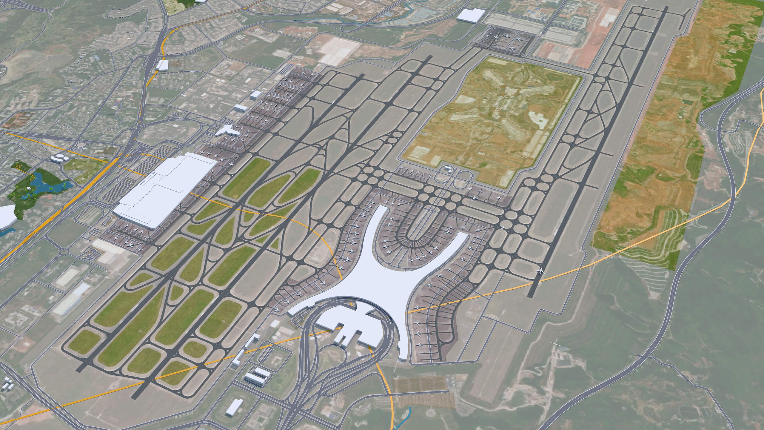 Chongqing City China 3D Model 50km by 3dstudio