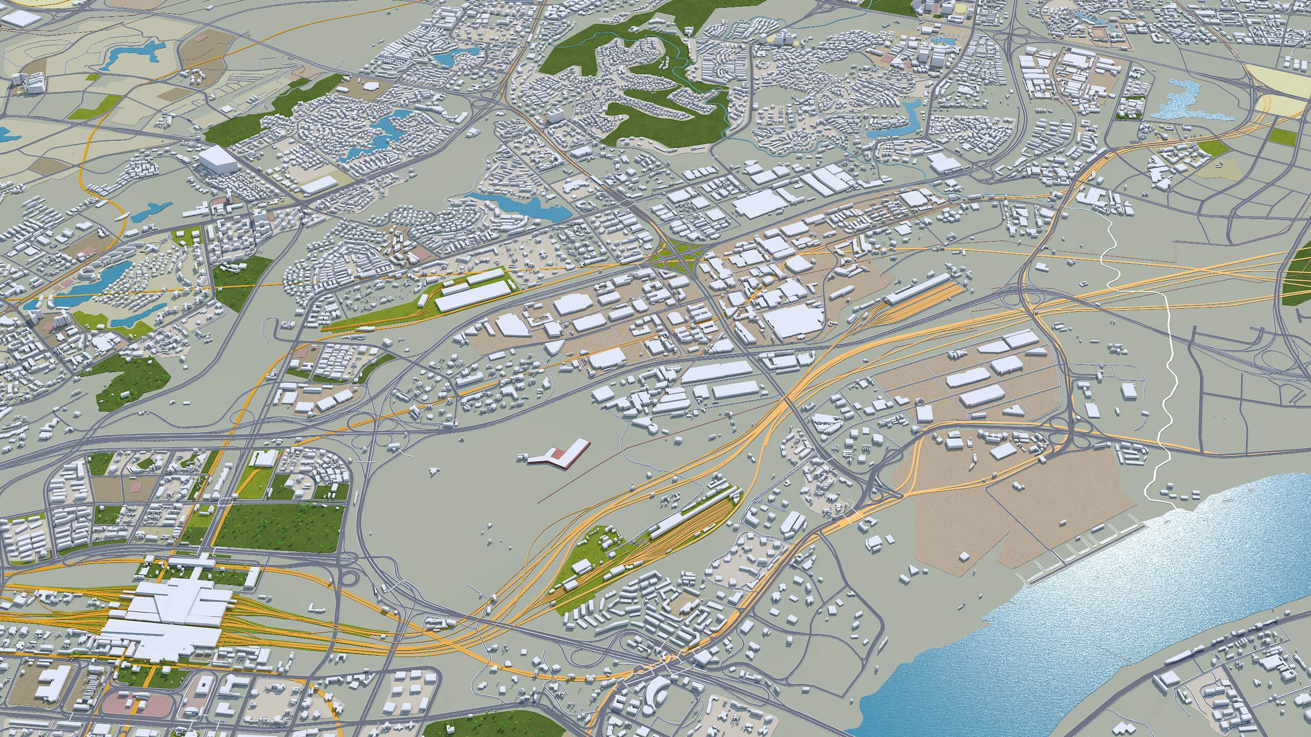 Chongqing City China 3D Model 50km by 3dstudio