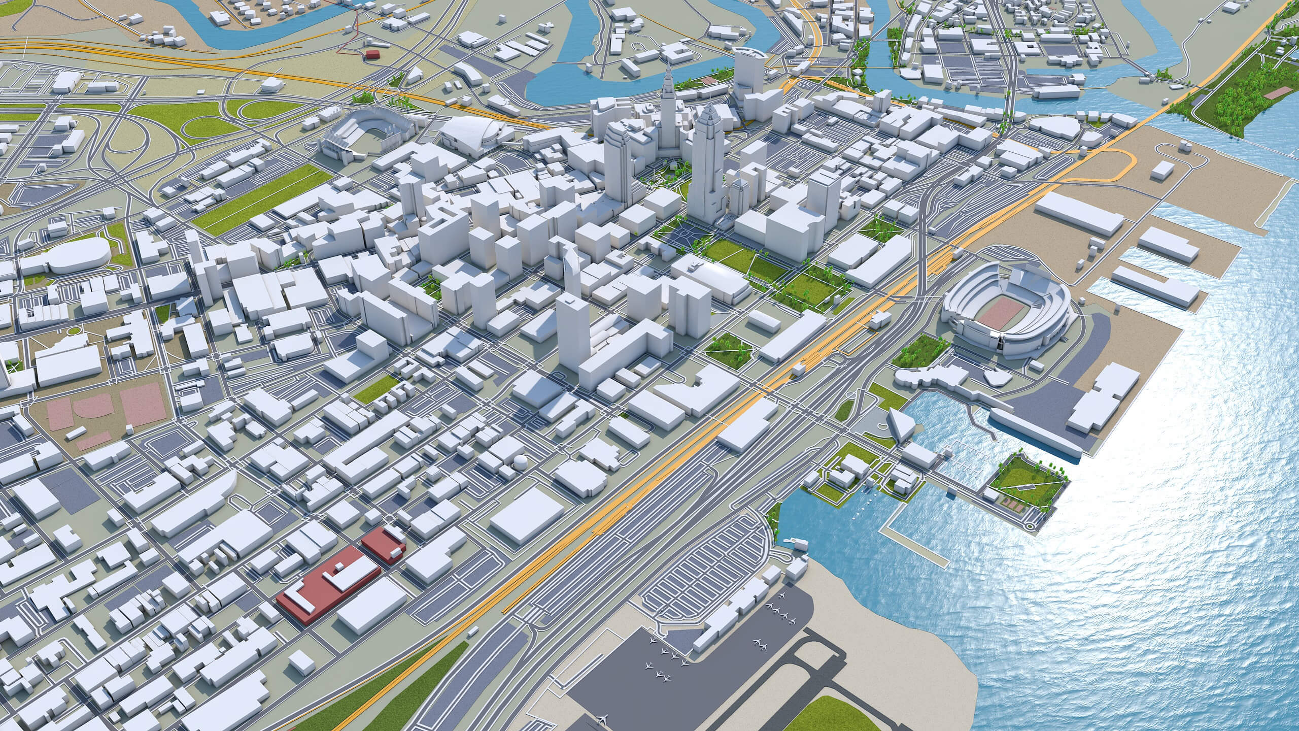 Cleveland Ohio USA 40km - 3D Model by 3dstudio