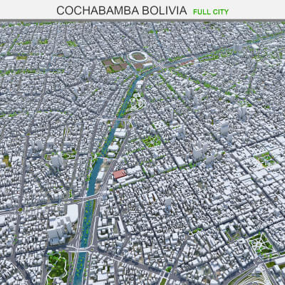 Cochabamba City Bolivia 3D Model 40km by 3dstudio