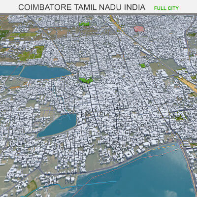Coimbatore City Tamil Nadu India 3D Model 30km by 3dstudio