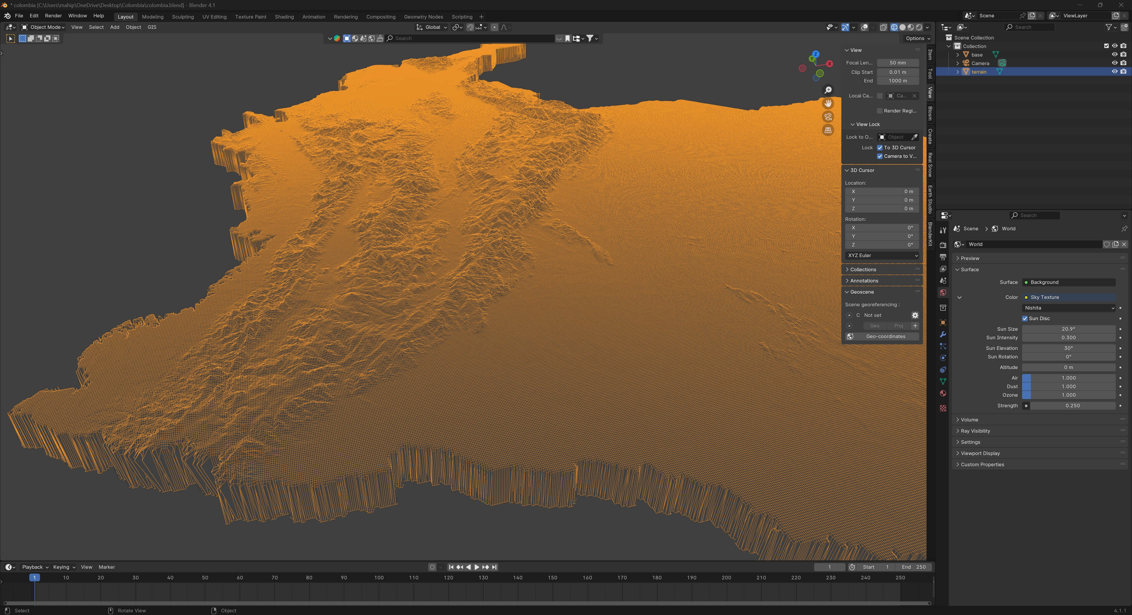 Colombia Terrain Map - 3D Model by 3dstudio