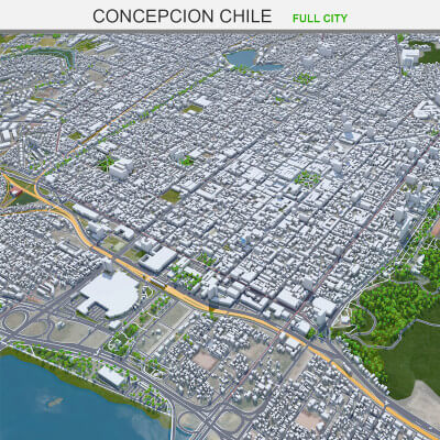 Concepcion City Chile 3D Model 25km by 3dstudio