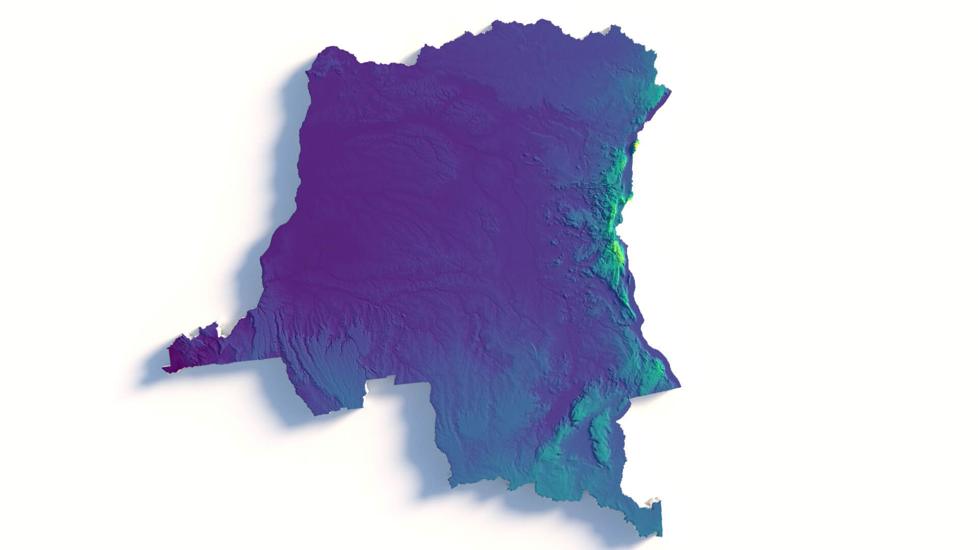 Congo Democratic Republic Terrain Map - 3D Model by 3dstudio