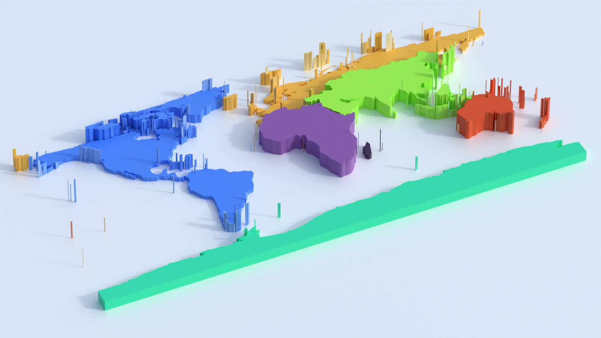 Continents Map Offset - 3D Model by 3dstudio