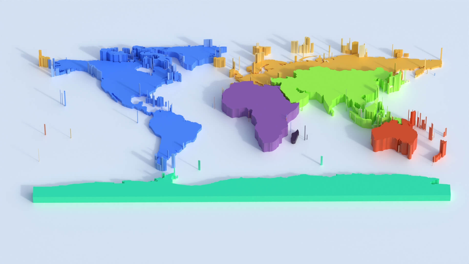 Continents Map Offset - 3D Model by 3dstudio
